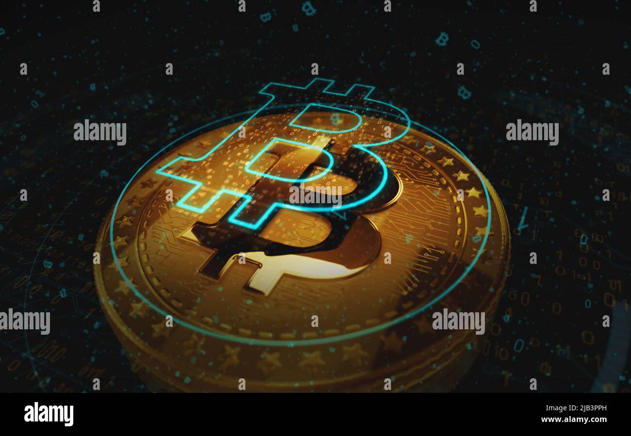 Bitcoin BTC cryptocurrency gold coin on green screen background ...
