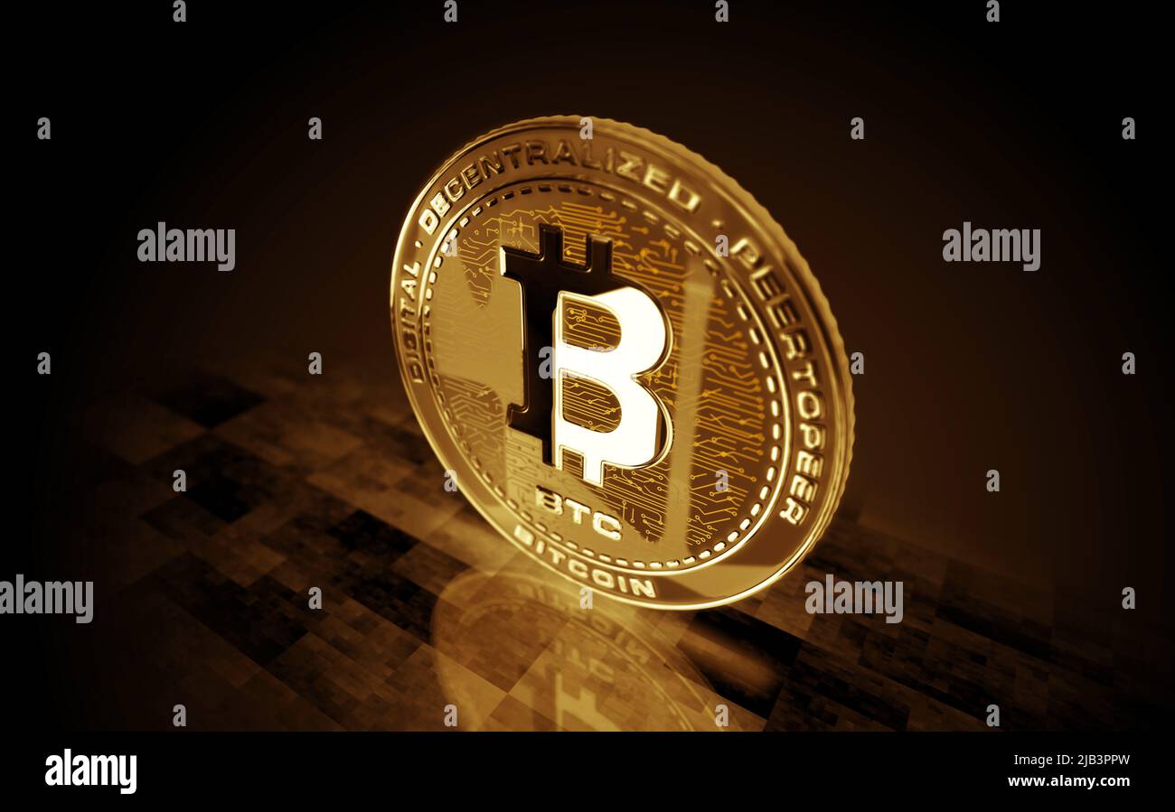 Bitcoin BTC cryptocurrency gold coin on green screen background ...