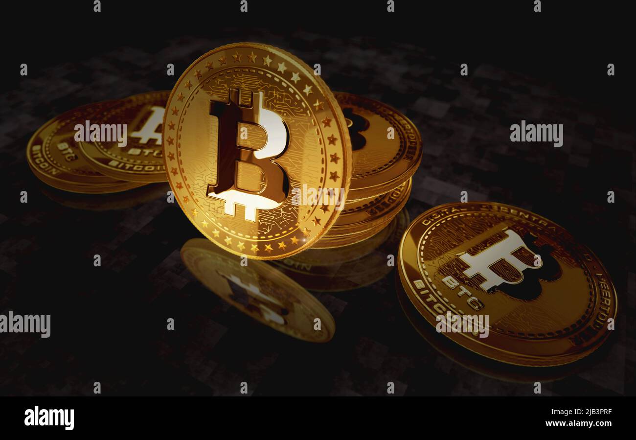 Bitcoin BTC cryptocurrency gold coin on green screen background ...