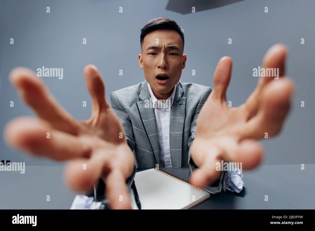 man sits in the office emotions nervous breakdown anger Lifestyle Stock ...