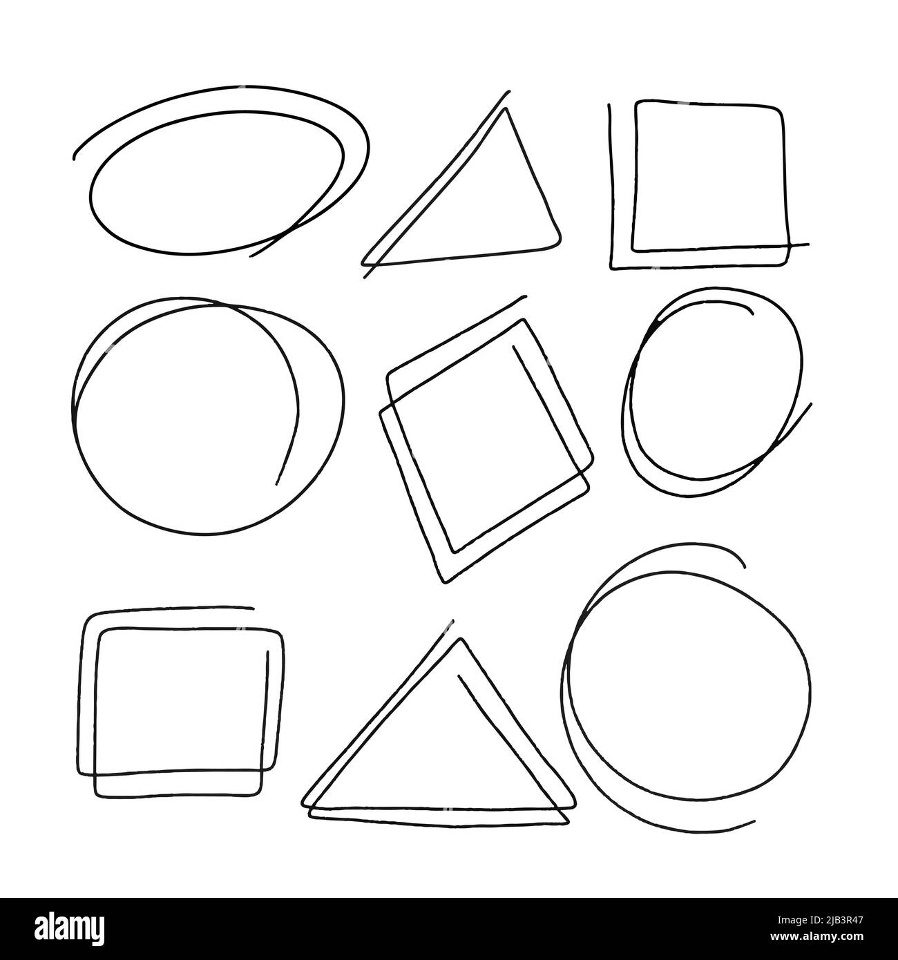 Hand drawn scribble set. Collection of frames. Isolated on white ...