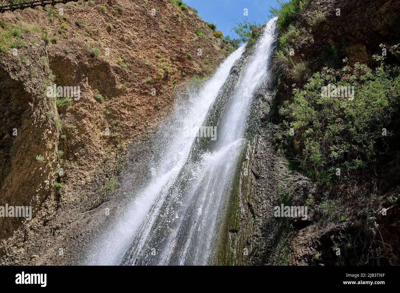Waterfall landscape. Ayun's fall water stream. River Nahal Ayun. Nature ...