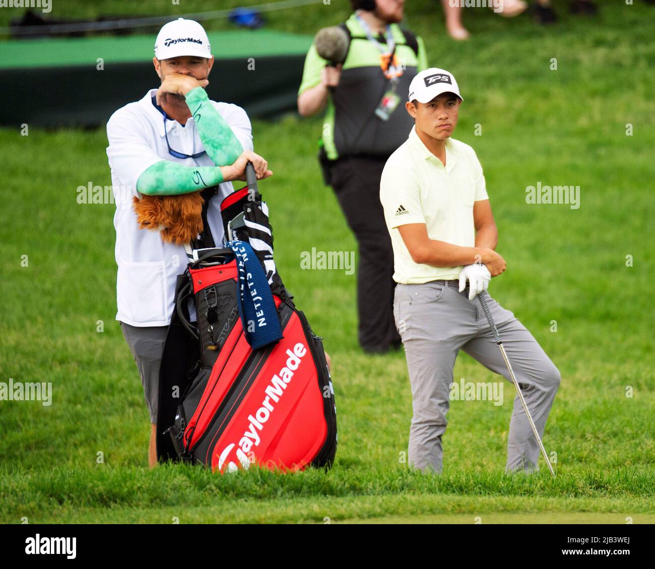 June 2, 2020: Collin Morikawa (USA) (right) and his caddie J.J. Jakovac ...