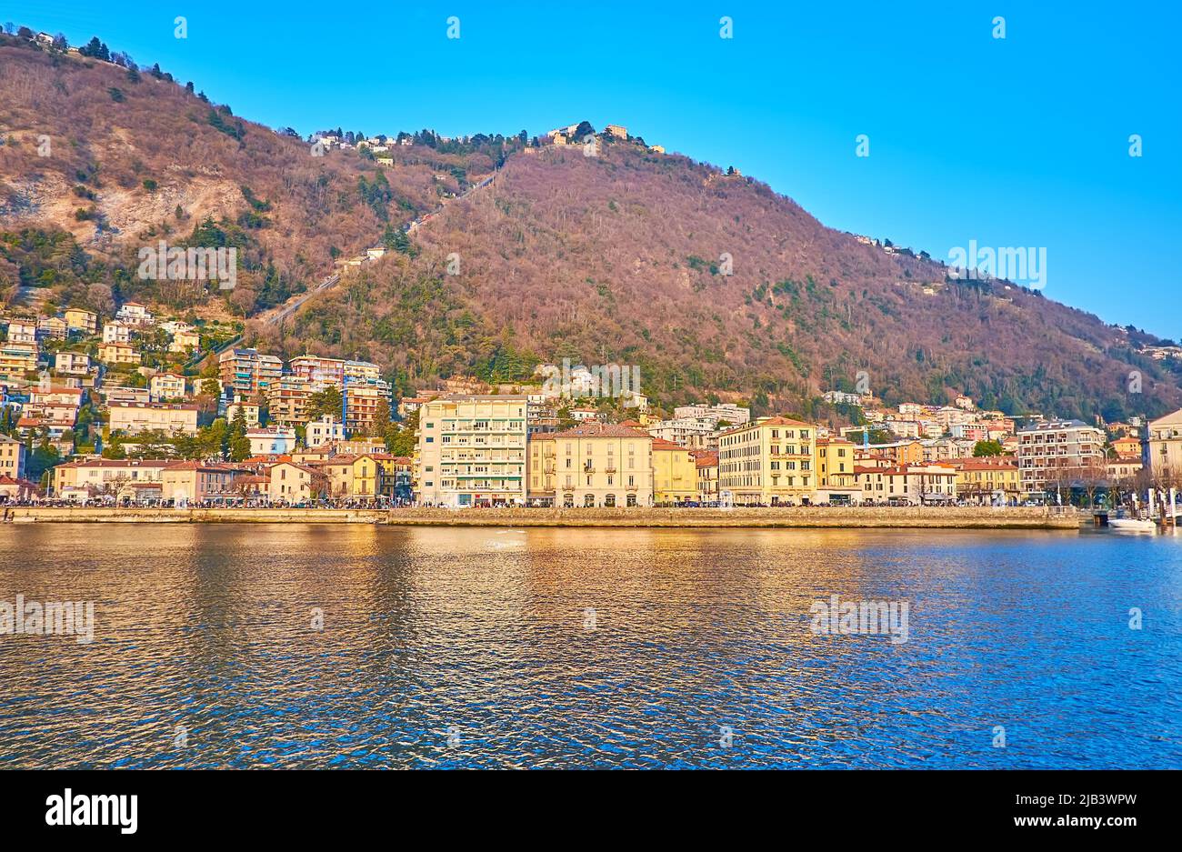 The old lakeside quarters of Como at the foot of Monte Boletto with a ...