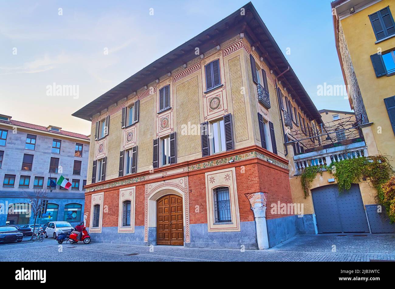 COMO, ITALY - MARCH 20, 2022: Architecture of historic Alessandro Volta ...