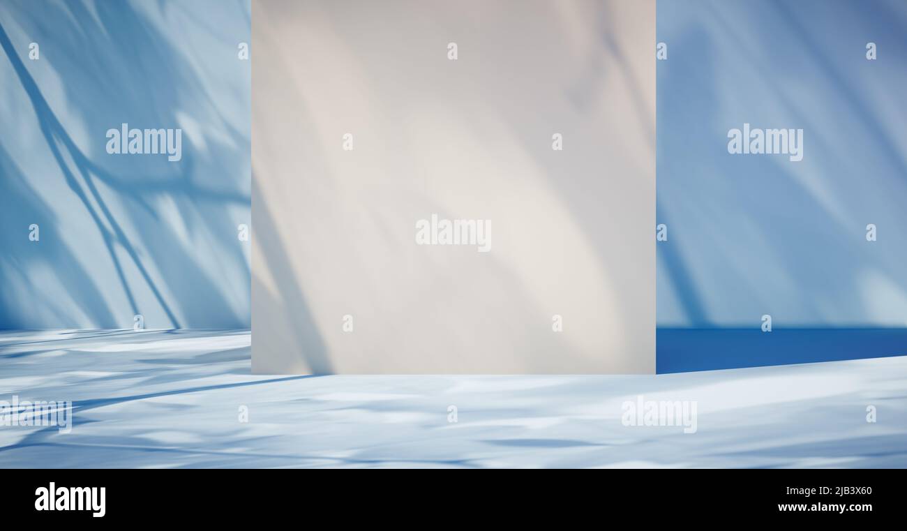 Blank colorful wall background and hard falling shadow. 3D rendering ...