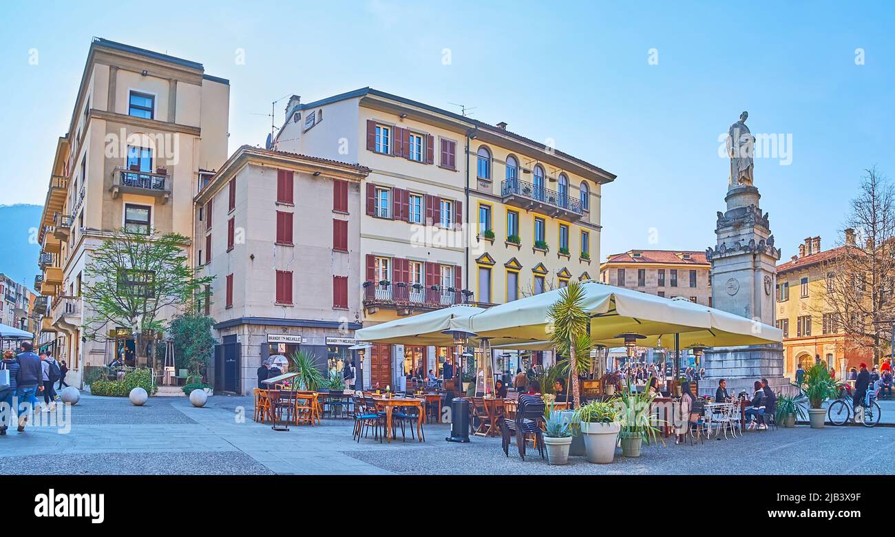 COMO, ITALY - MARCH 20, 2022: Alessandro Volta Square with line of ...
