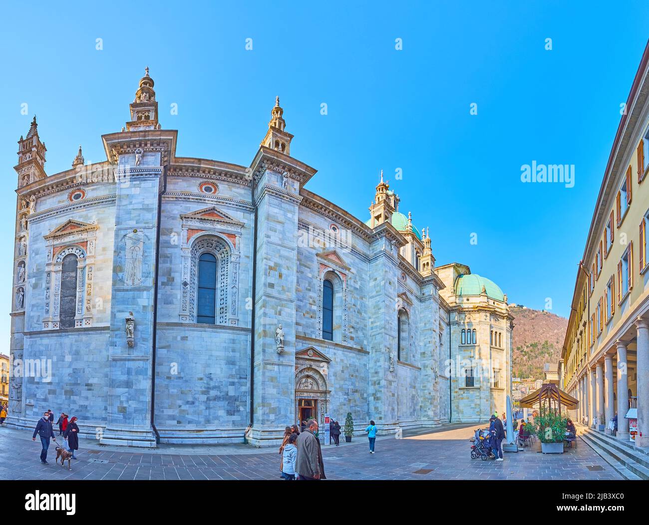COMO, ITALY - MARCH 20, 2022: The Gothic side wall of Santa Maria ...