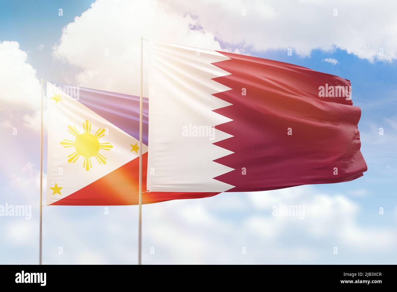Philippines qatar flags waving hi-res stock photography and images - Alamy