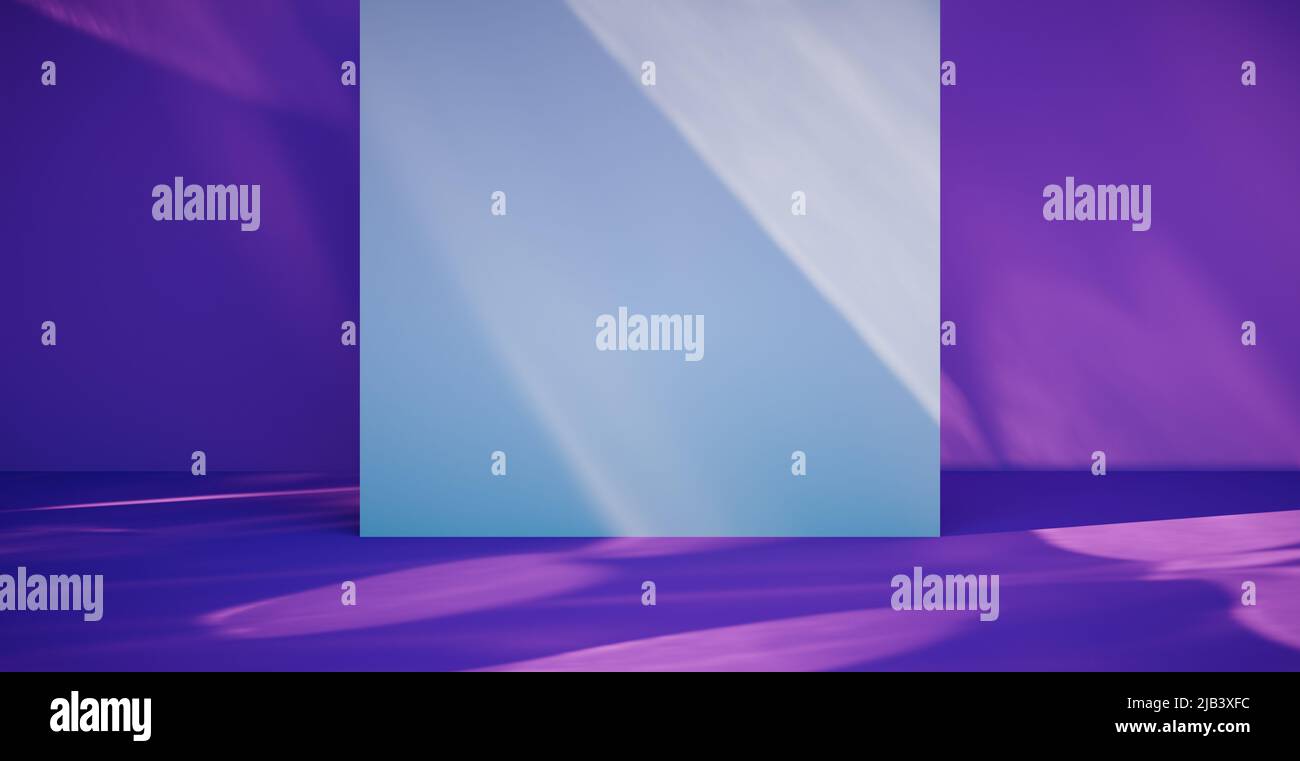Blank colorful wall background and hard falling shadow. 3D rendering ...
