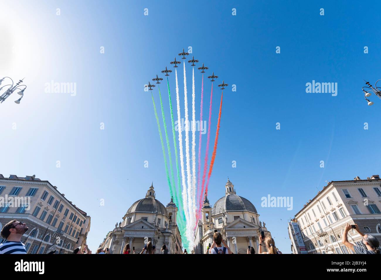 National Acrobatic Patrol, Frecce Tricolori, overfly Via del Corso and ...