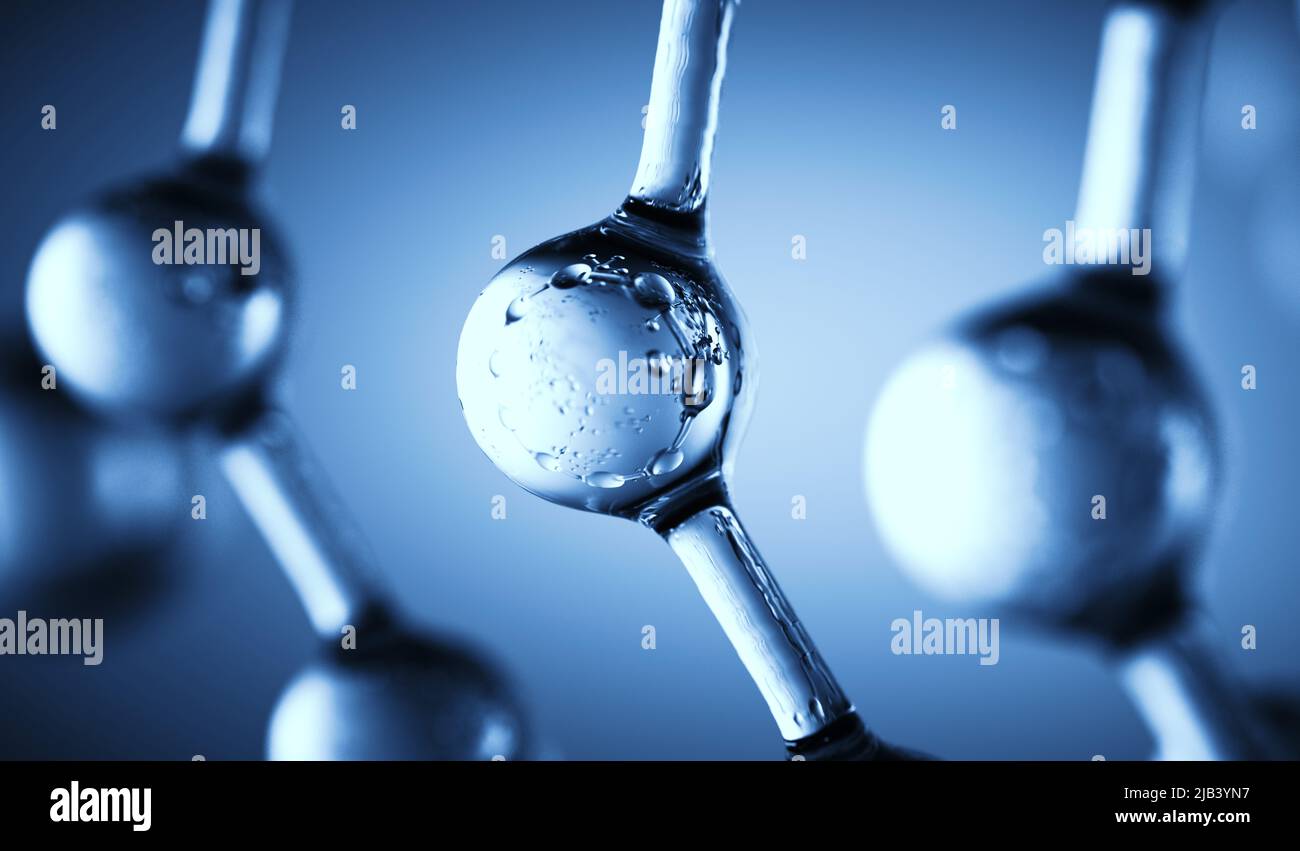 Abstract multiple molecules connection float in blue clear background ...