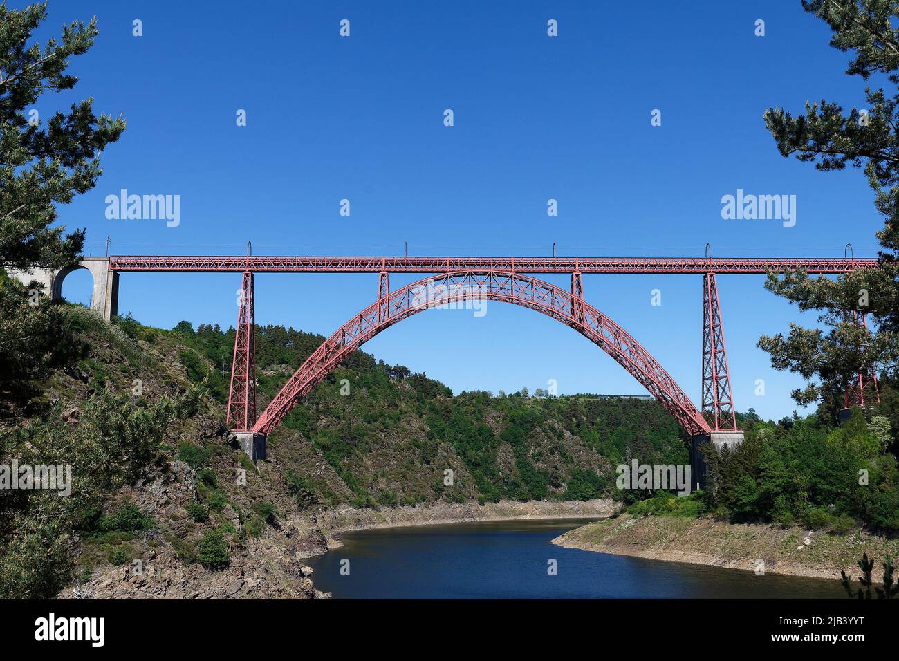 View of Viaduc de Garabit, Cantal department, Massif Central region ...