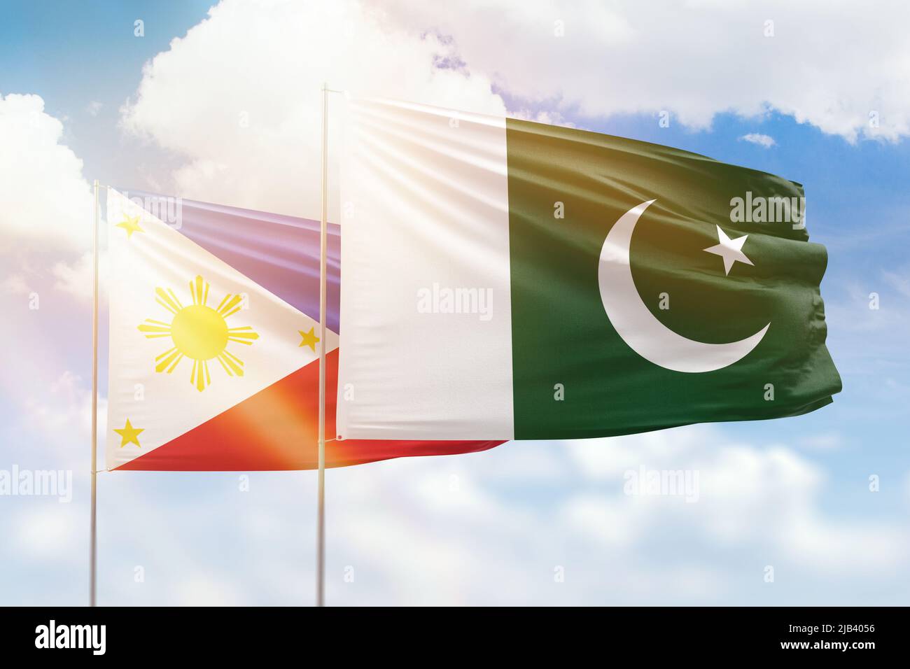 Sunny blue sky and flags of pakistan and philippines Stock Photo - Alamy