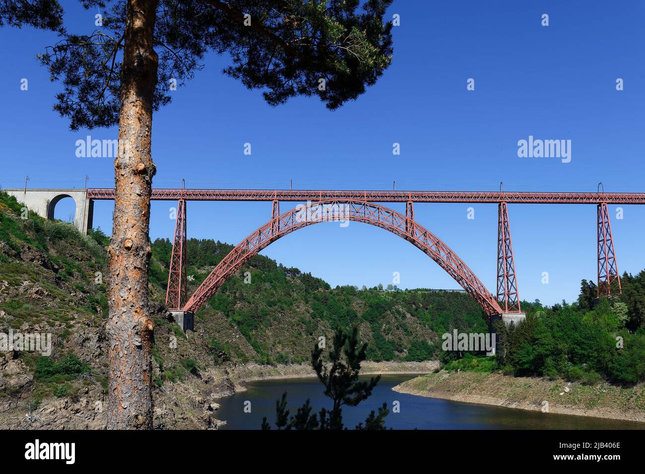 View of Viaduc de Garabit, Cantal department, Massif Central region ...