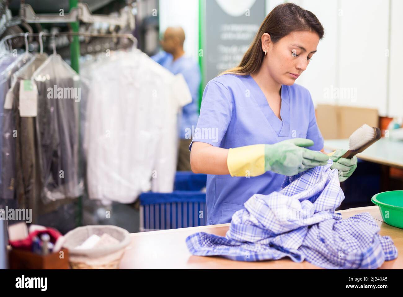 Portrait of female laundry worker during daily work Stock Photo - Alamy