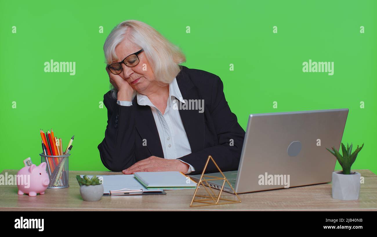 Sleepy mature woman on chroma hi-res stock photography and images - Alamy