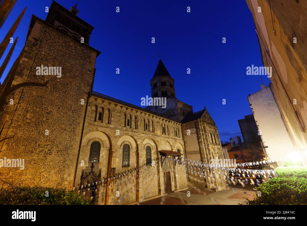 View of Romanesque church Notre Dame du Port. Church was founded by ...
