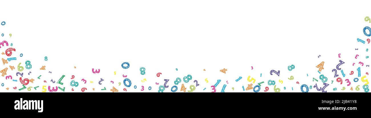 Falling colorful messy numbers. Math study concept with flying digits ...