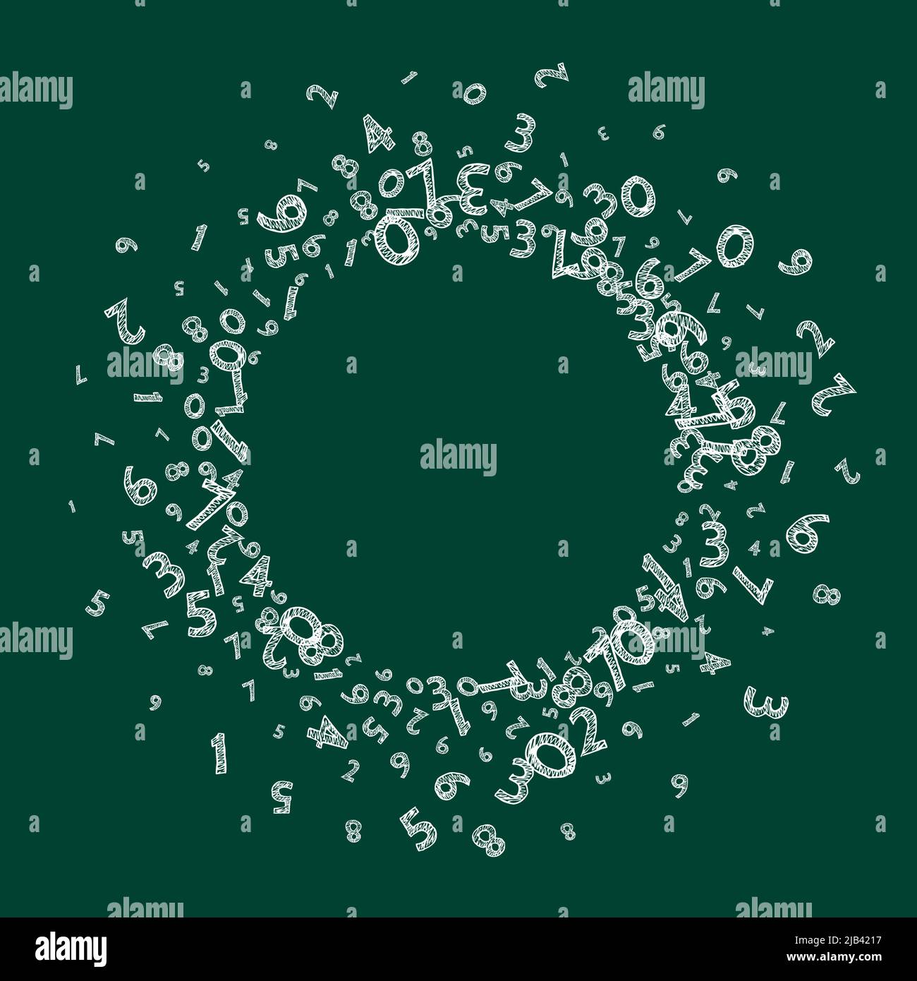 Falling childish chalk numbers. Math study concept with flying digits ...