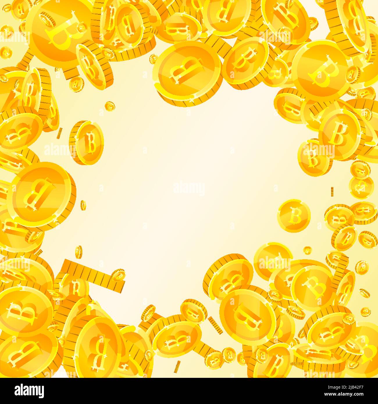 Thai baht coins falling. Fabulous scattered THB coins. Thailand money ...