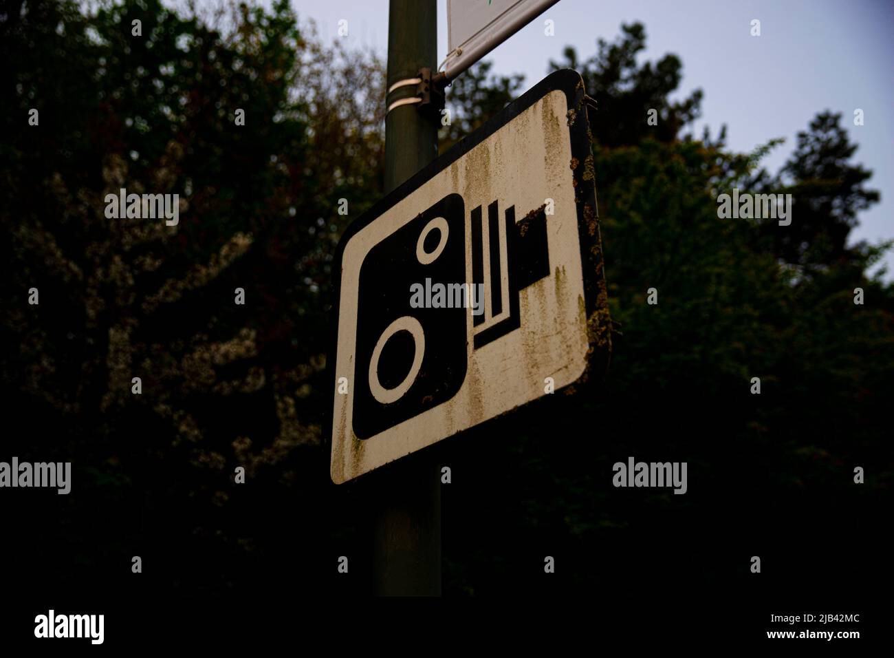 A simplistic image of a speed camera sign with its wear and tear Stock ...