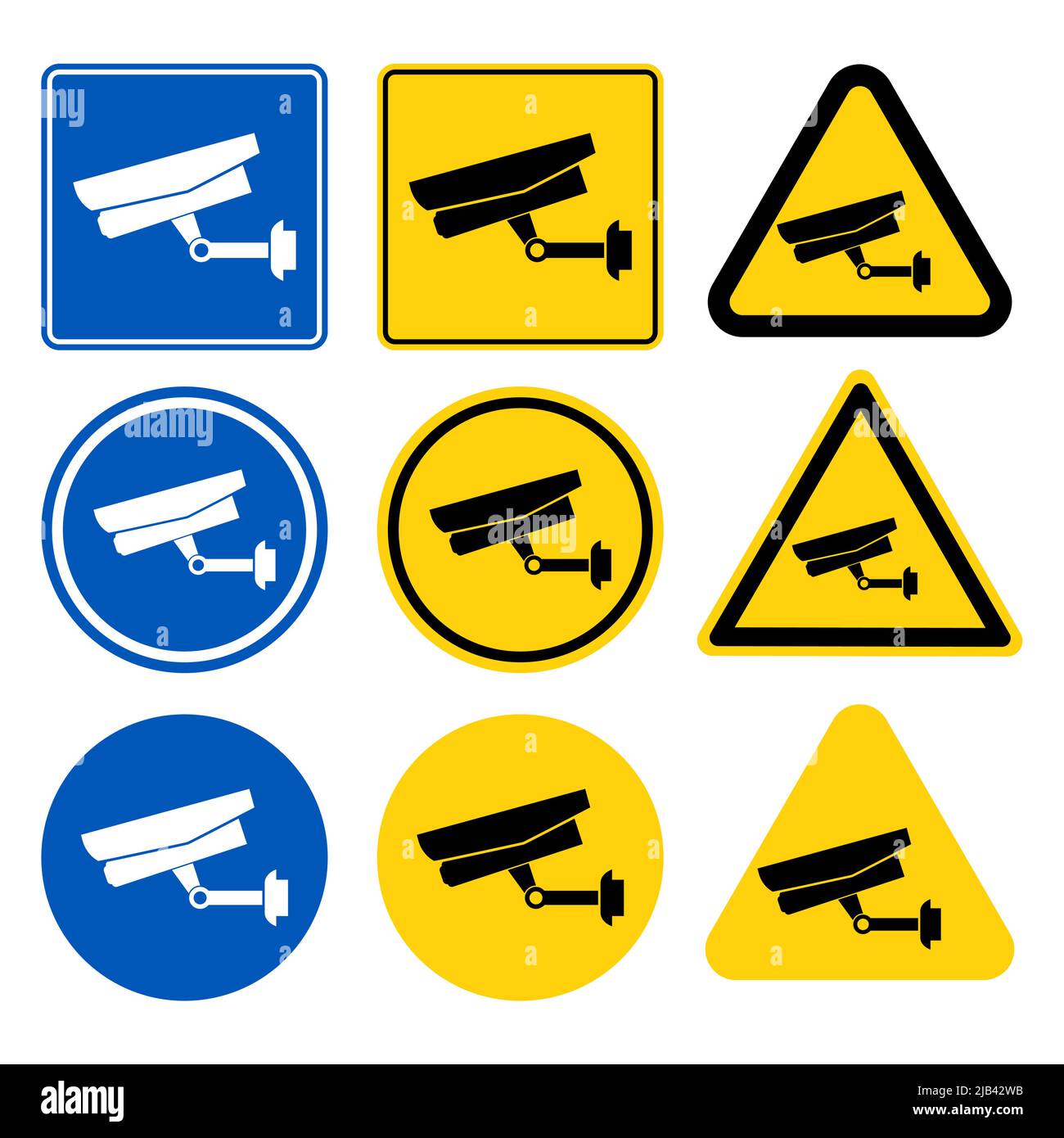 CCTV Camera label.Black Video surveillance sign on white background ...