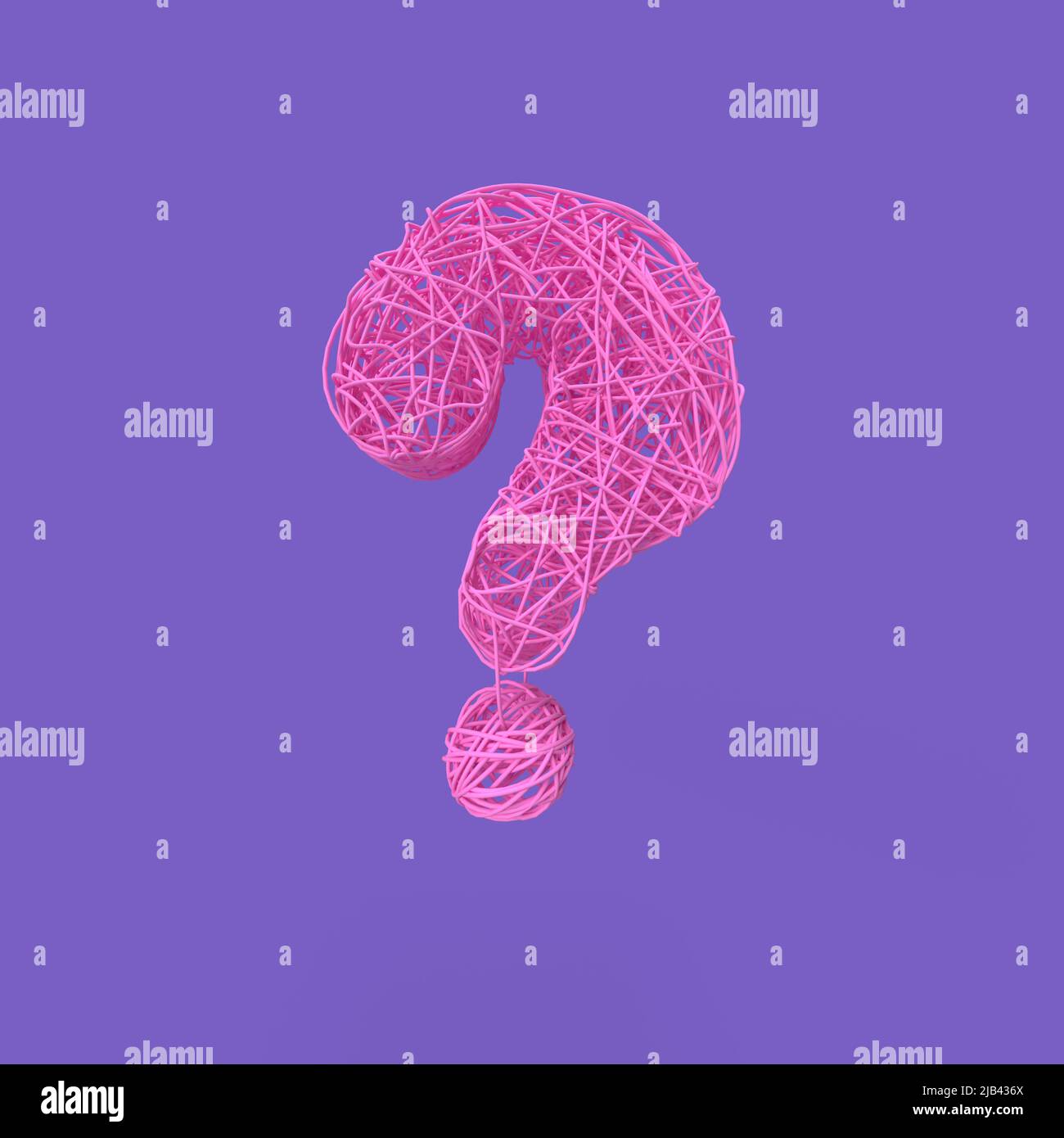 complex twisted wire forming question mark- 3d illustration of ...