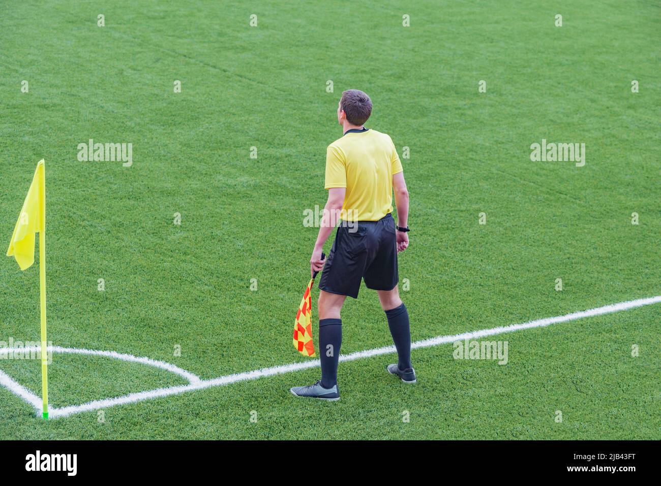 Referee from the sidelines of a soccer game Stock Photo - Alamy