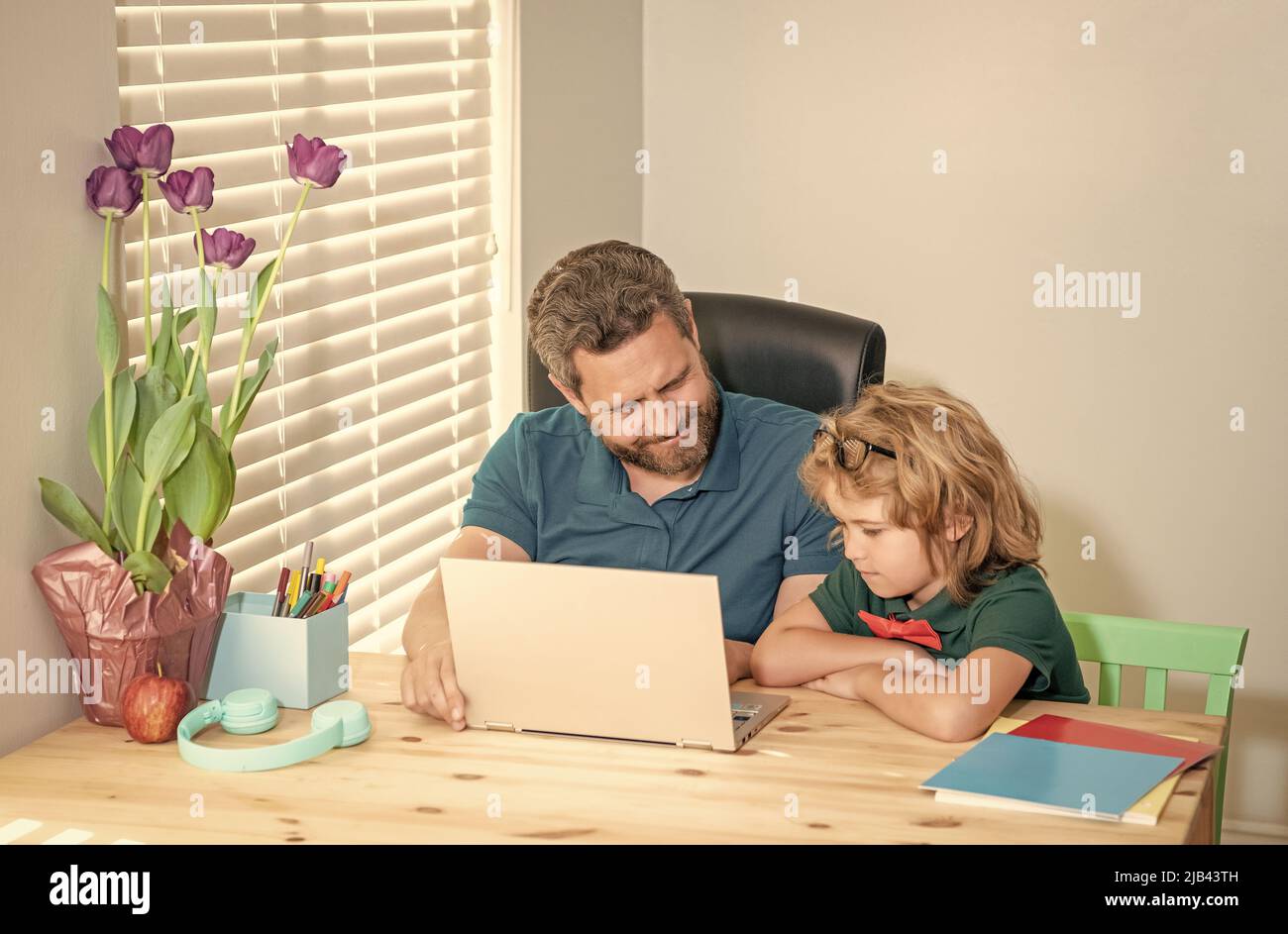 online education on laptop. homeschooling and elearning. back to school ...