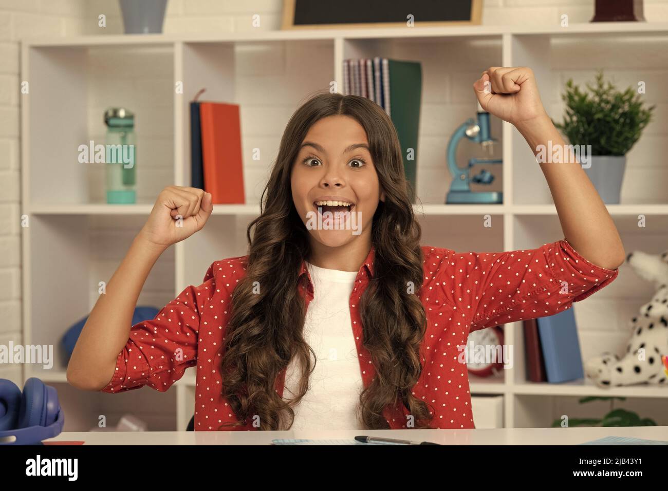 glad successful teen girl feel happiness, success Stock Photo - Alamy