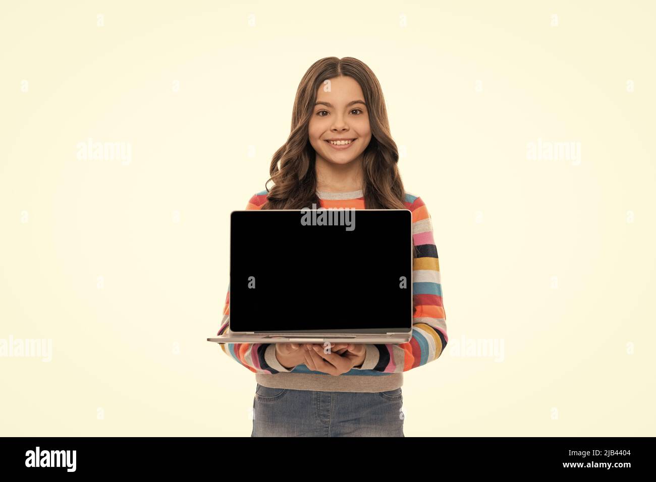 happy kid study online education making presentation on computer copy ...