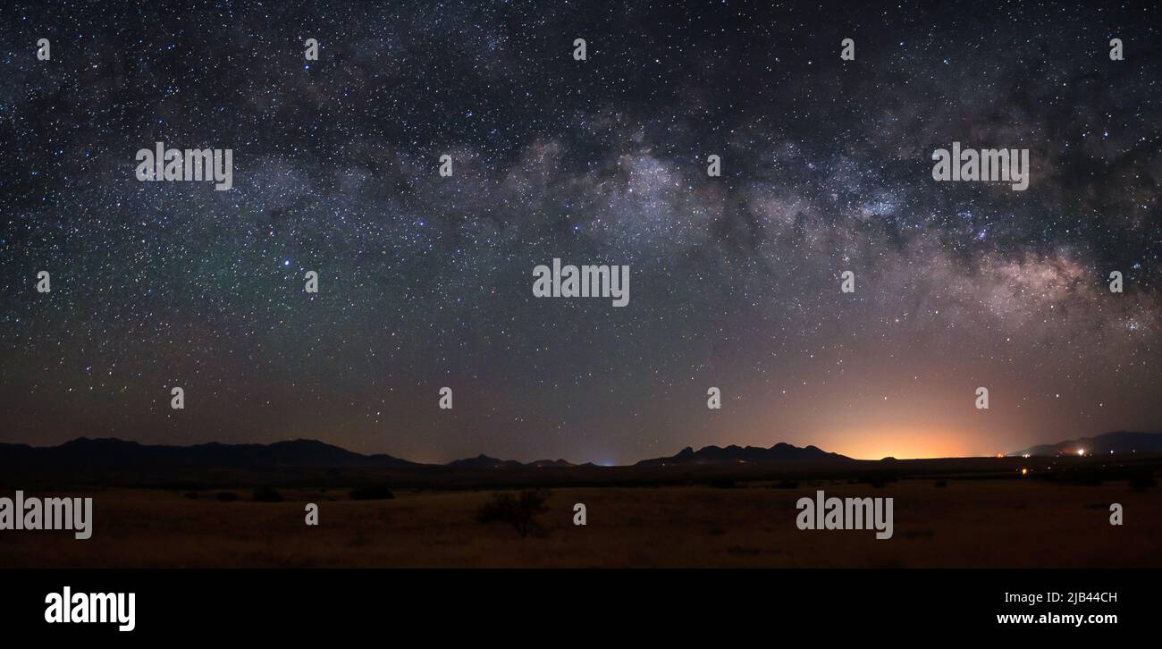 Milky Way Galaxy Arc over Sonoita Arizona grasslands Stock Photo - Alamy