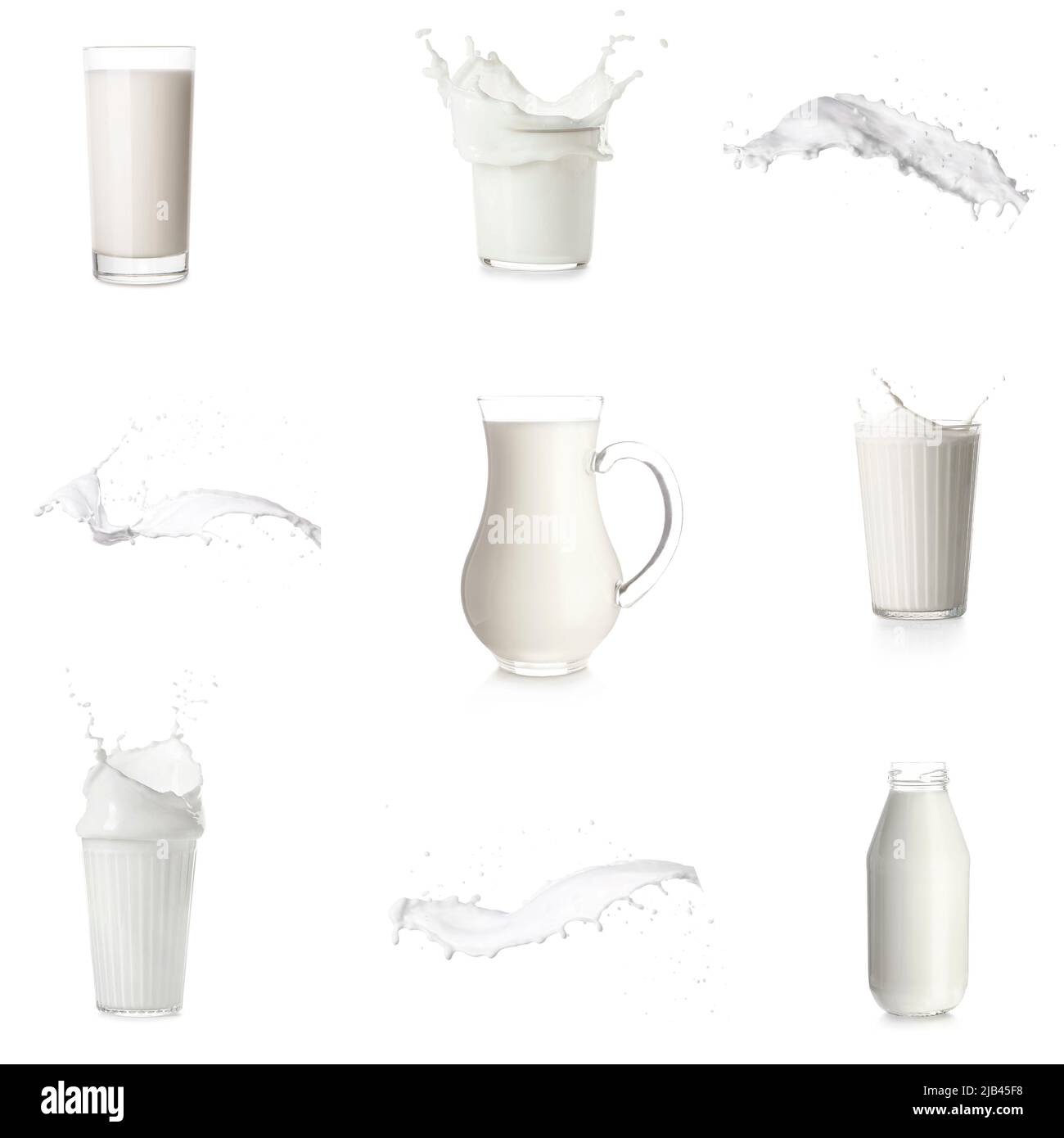 Set of fresh milk on white background Stock Photo - Alamy