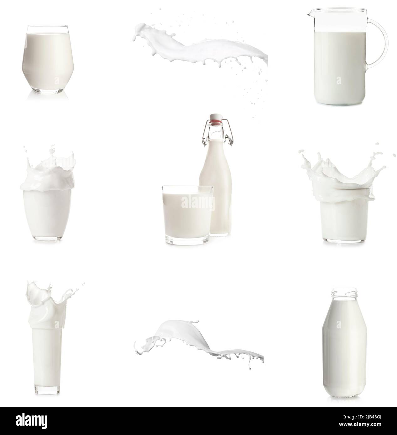 Set of fresh milk on white background Stock Photo - Alamy
