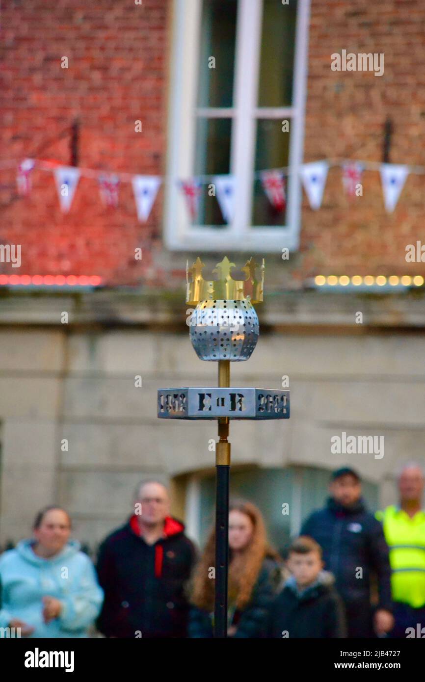Stockton-on-Tees, UK. 02 Jun 2022. A commemorative Beacon was lit in ...