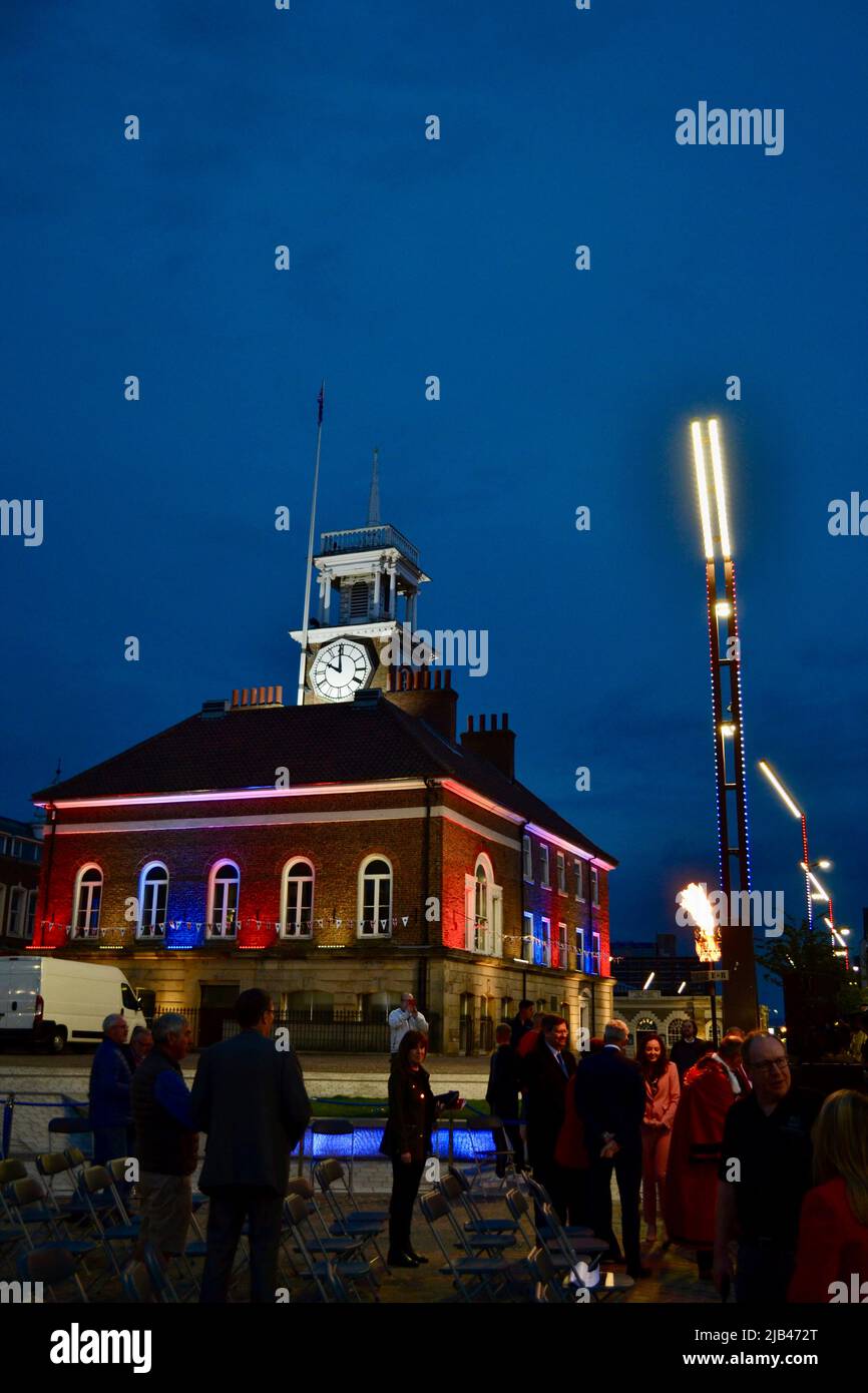 Stockton-on-Tees, UK. 02 Jun 2022. A commemorative Beacon was lit in ...