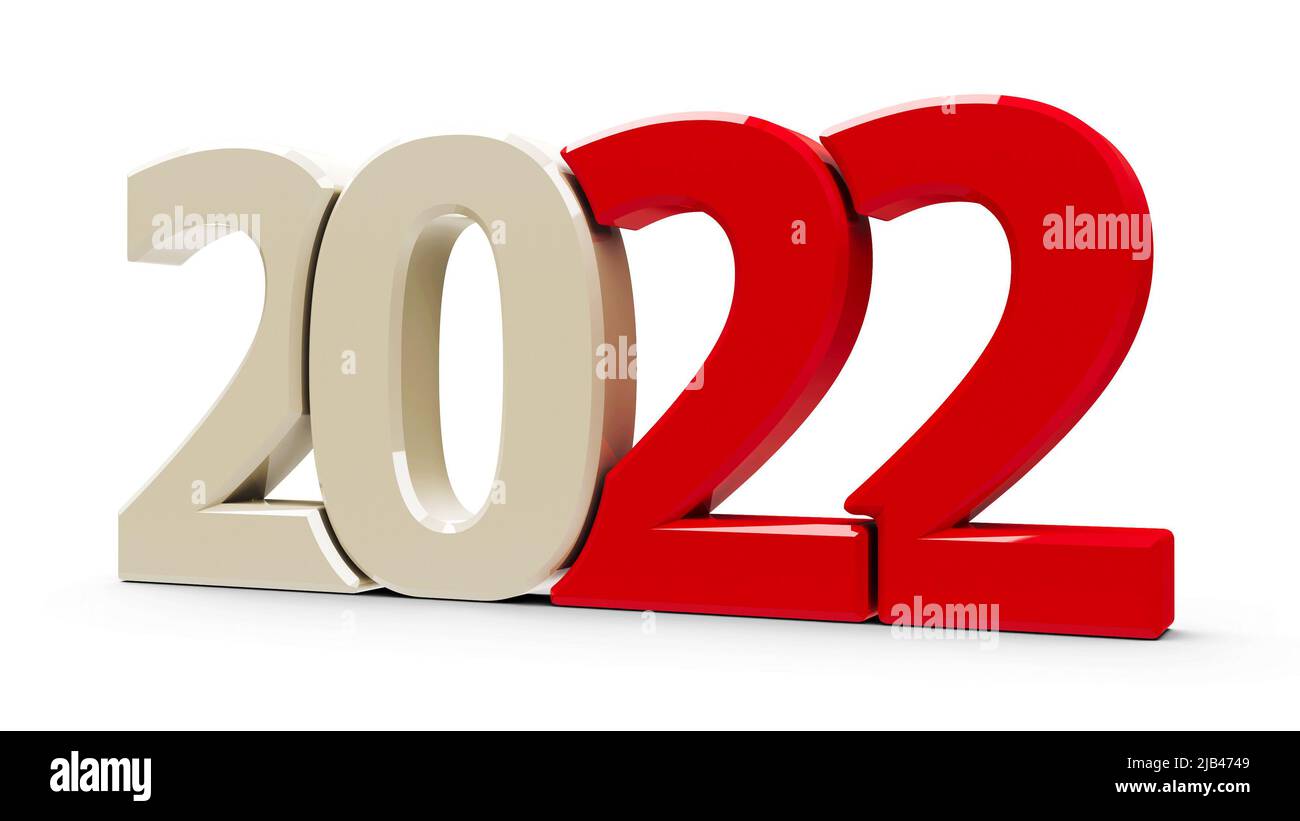 Red 2022 symbol, icon or button isolated on white background ...