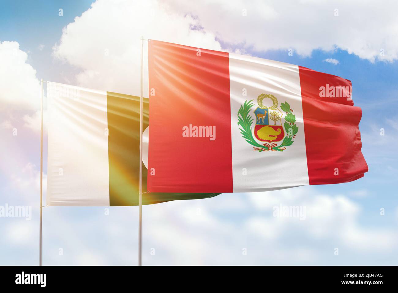 Sunny blue sky and flags of peru and pakistan Stock Photo - Alamy