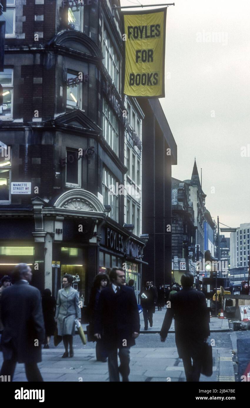 1970s archive photograph of Foyles Bookshop in Charing Cross Road ...