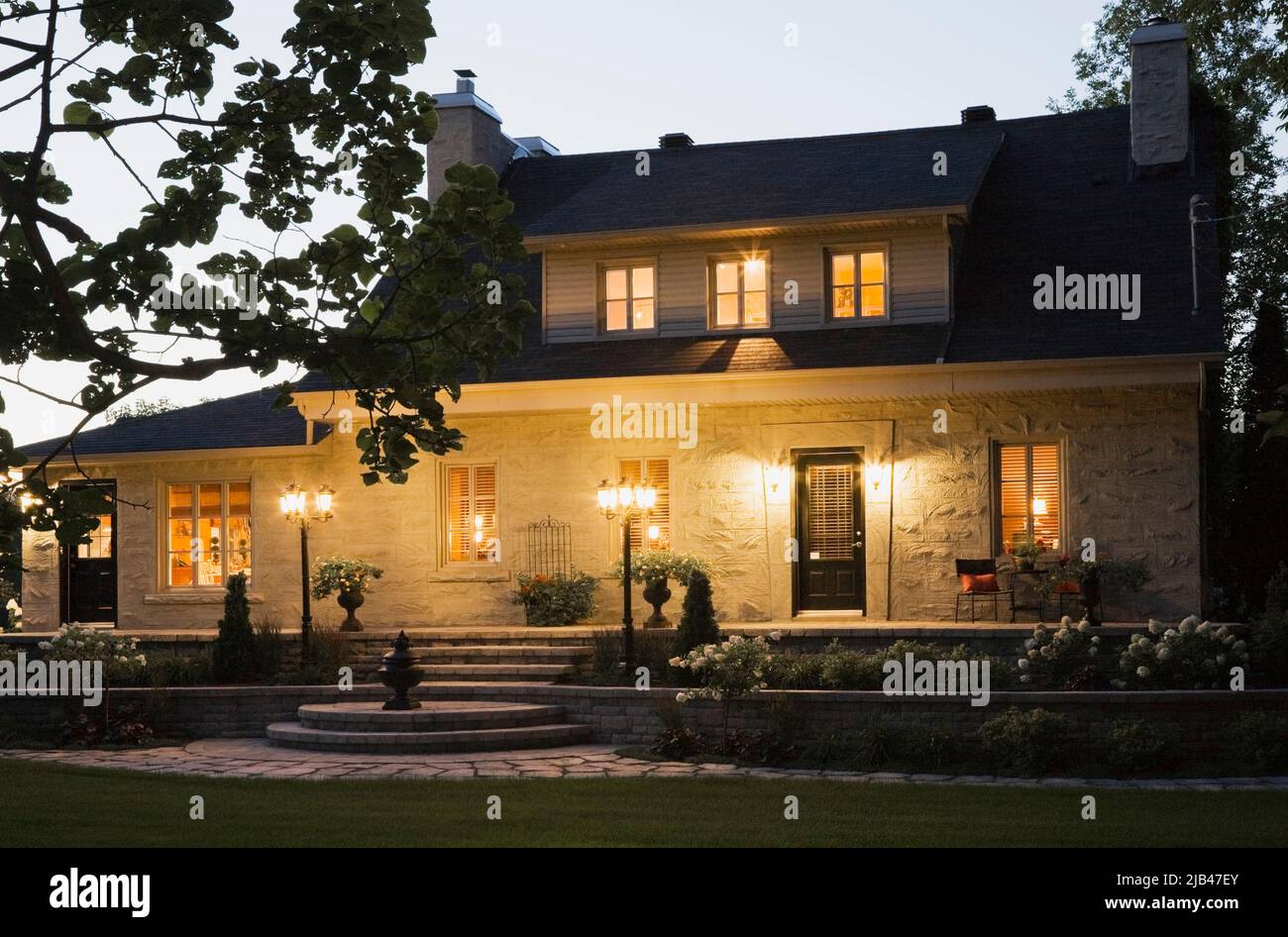 Old circa 1840 Canadiana style home with coat of grey cement applied ...