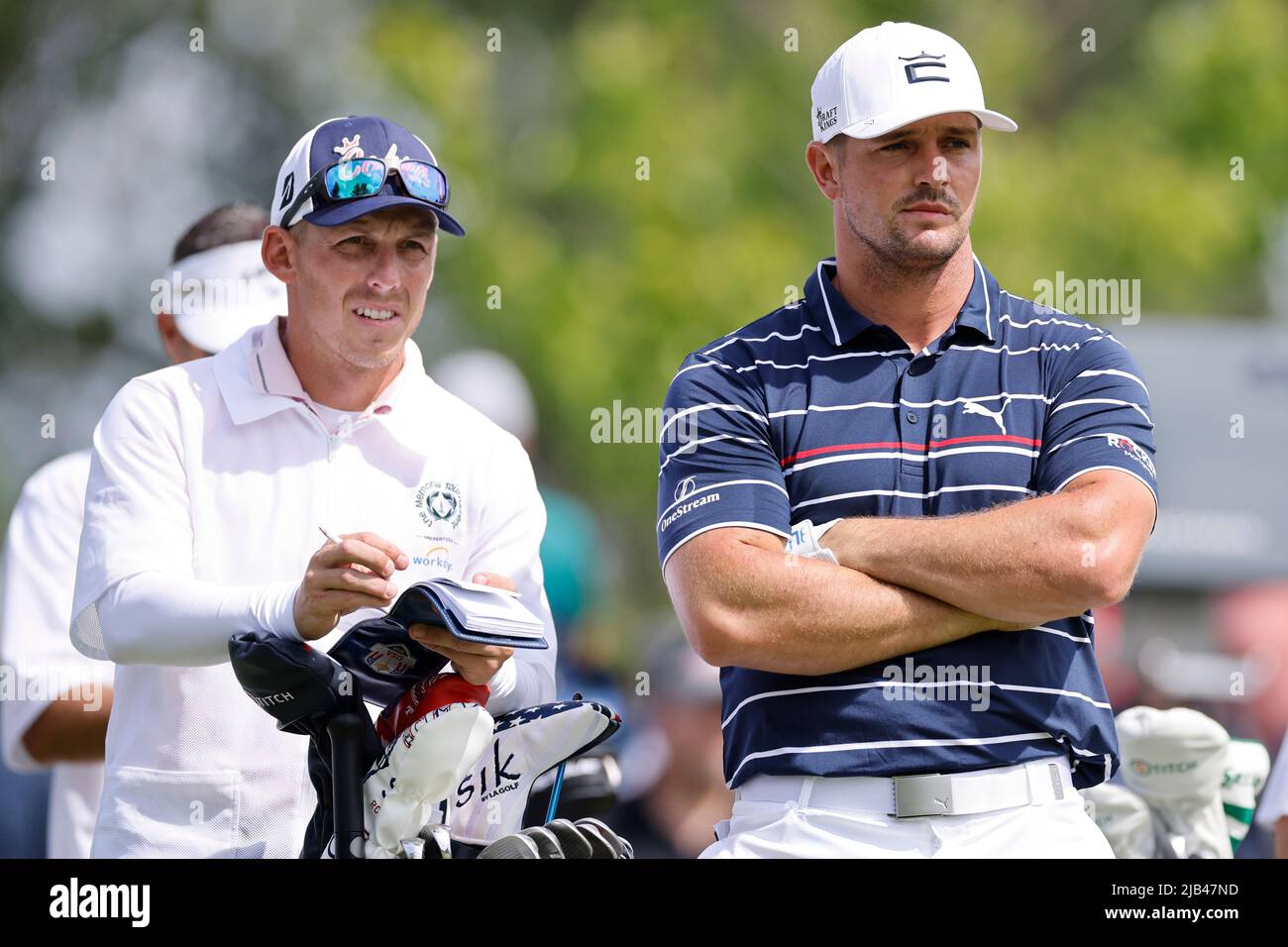 DUBLIN, OH - JUNE 02: Bryson DeChambeau of the United States looks on ...