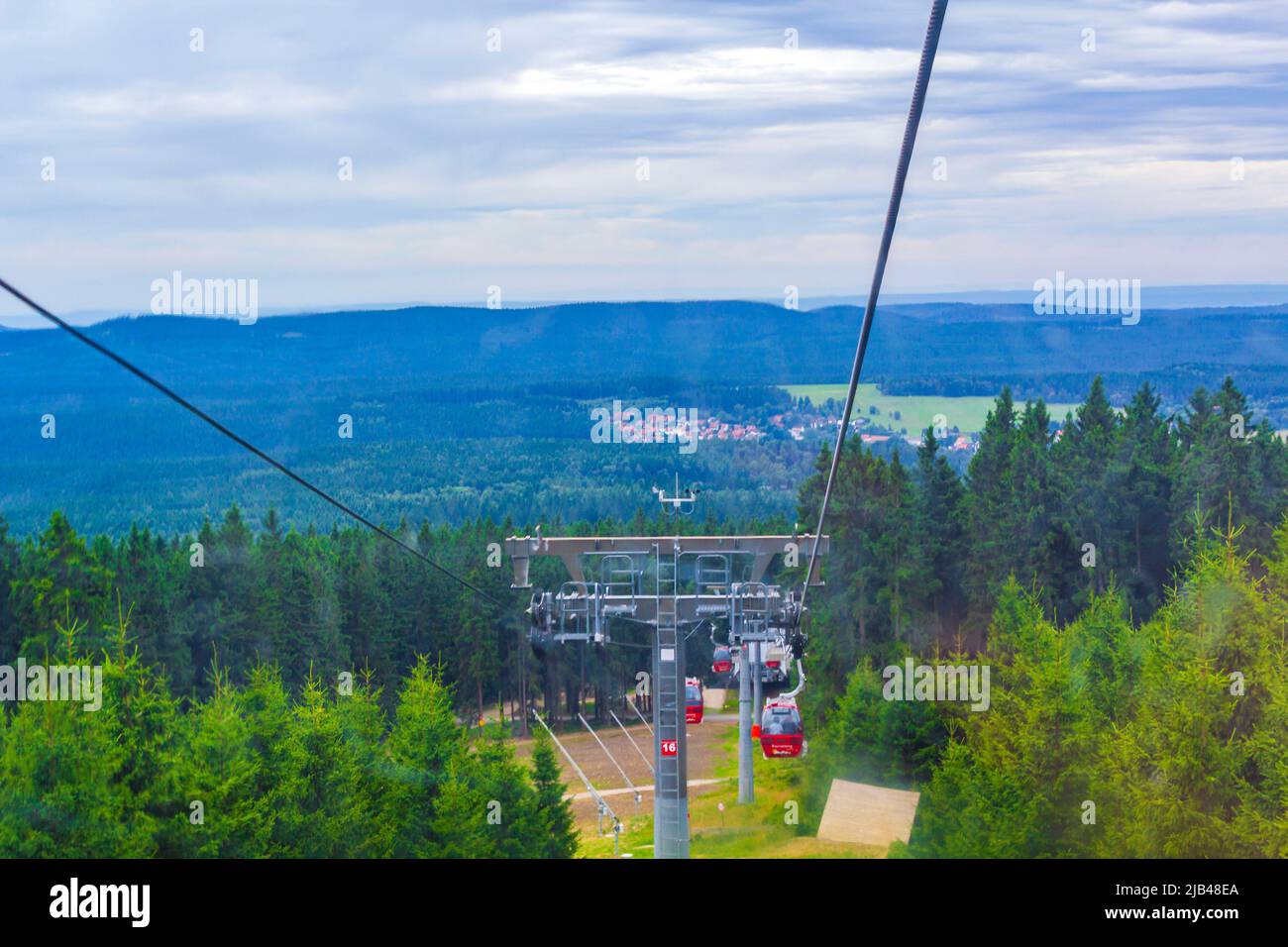 Harz Germany 18. August 2013 Wurmberg ride with the red gondola cable ...