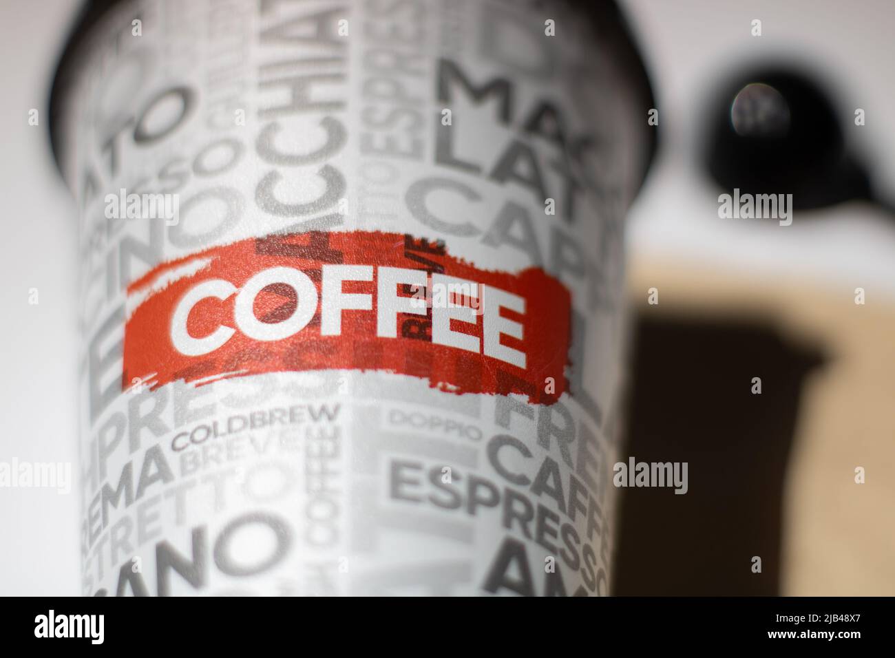 coffee cup with coffee written on it Stock Photo - Alamy