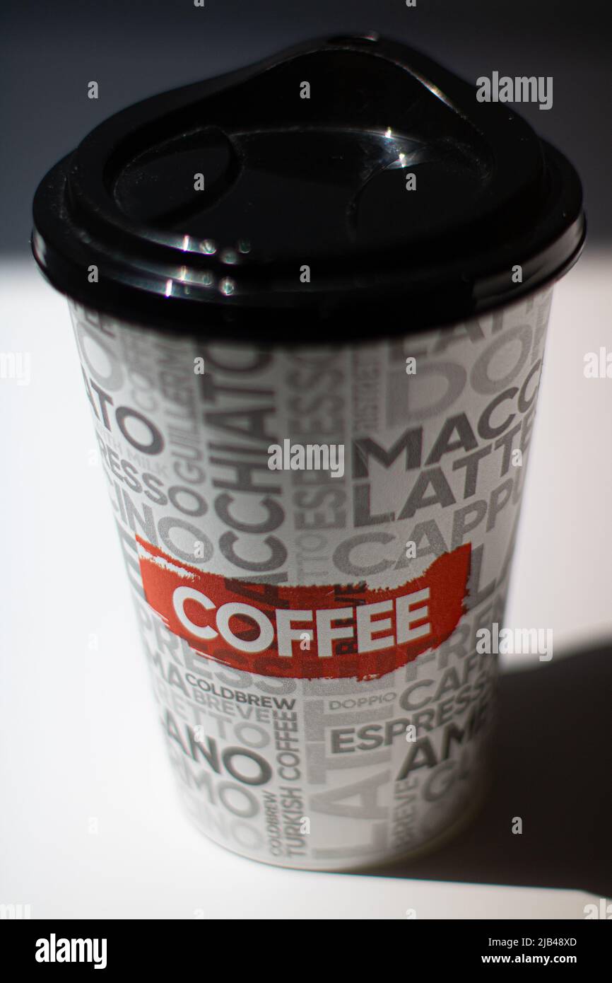 coffee cup with coffee written on it Stock Photo - Alamy