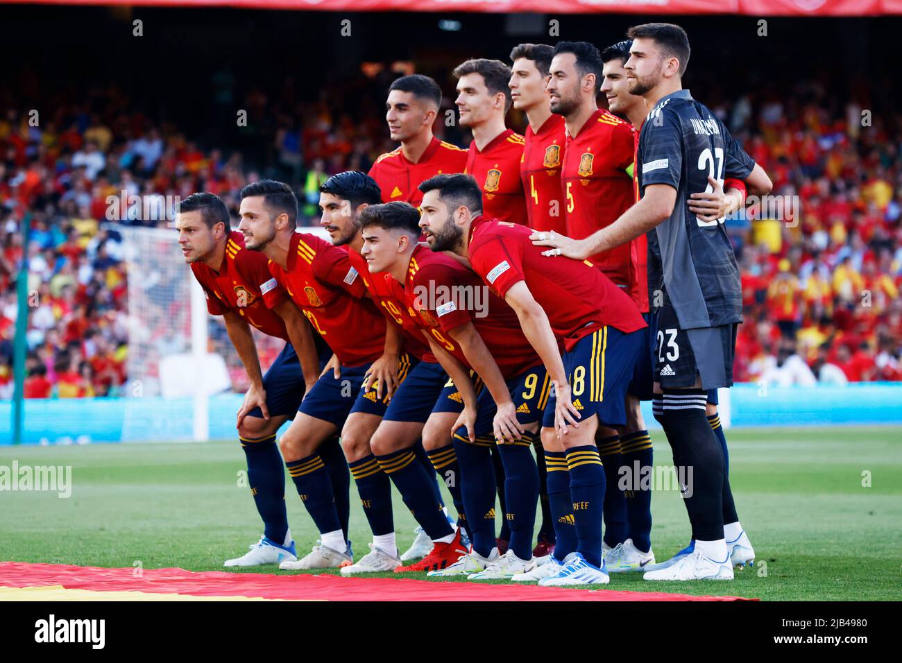 Sevilla, Spain. Credit: D. 2nd June, 2022. Spain team group line-up ...