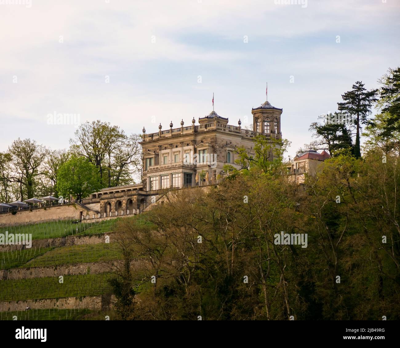 Lingner Palace or Villa Stockhausen in the Elbe valley. The ancient ...