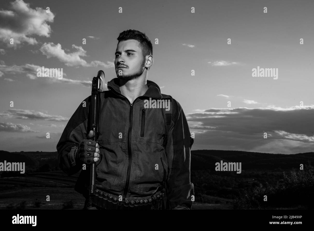 Young hunter. American hunting rifles. Hunting without borders. Hunter ...