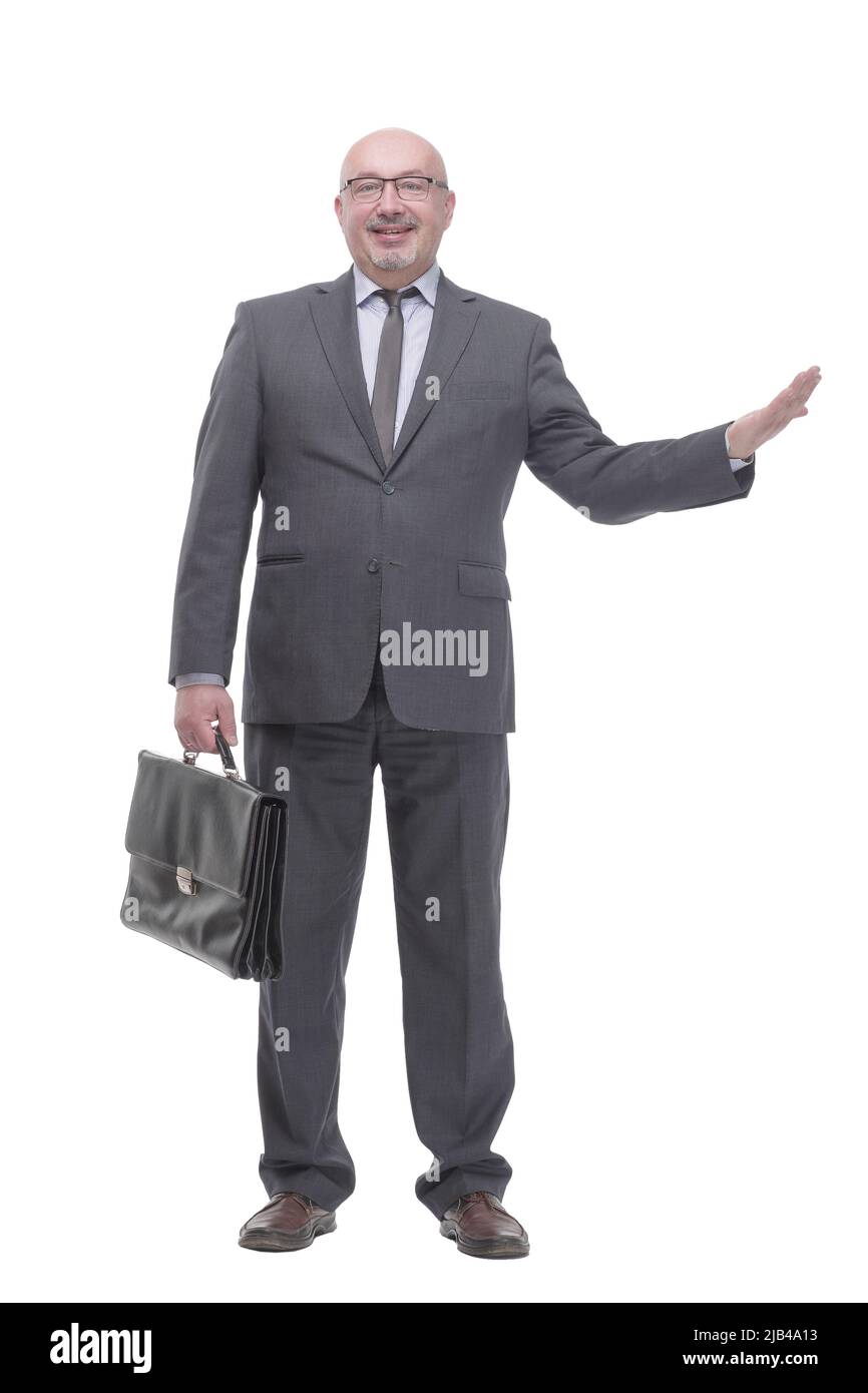 Executive business man with a leather briefcase Stock Photo - Alamy