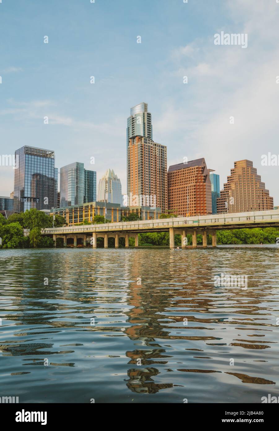Austin Texas Travis with Cityscape Skyline Downtown on Summer Stock ...